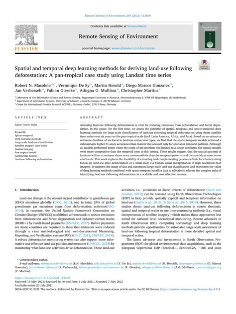 Pdf Spatial And Temporal Deep Learning Methods For Deriving Land Use Following Deforestation