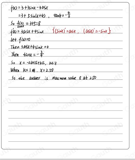 solved question 11 determine the maximum value of f x 3 3sin x 4 cosx