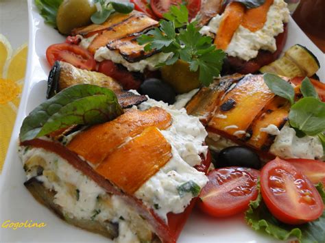 Слънце и слънчоглед Печени на плоча зеленчуци с крема сирене