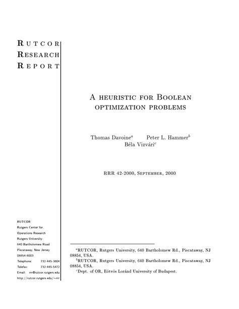 Pdf A Heuristic For Boolean Optimization Problems
