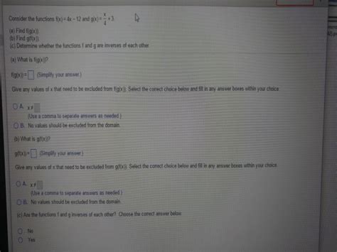 solved consider the functions f x 4x 12 and g x x 4