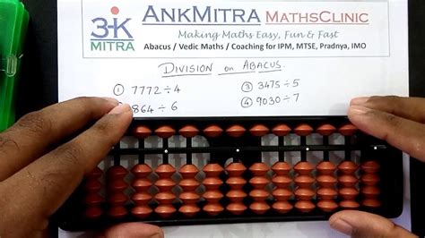 Abacus English Basic Division On Abacus With 1 Digit Divisor