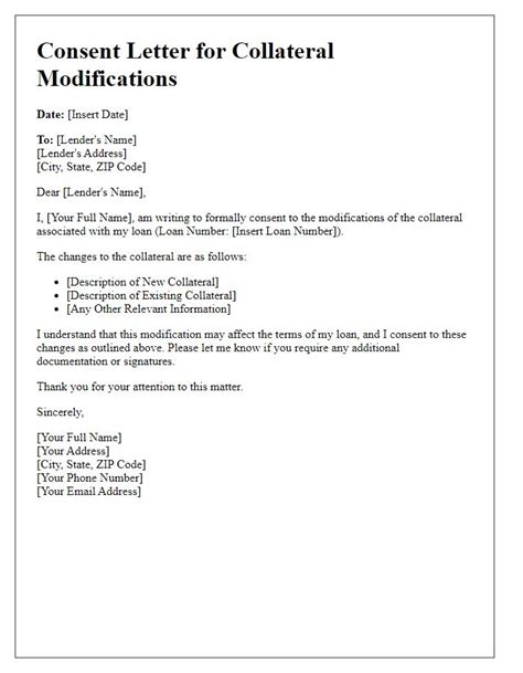 Letter Template For Loan Collateral Substitution Authorization Free