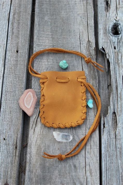 Drawstring Medicine Bag Leather Pouch Keepsake Bag Leather Pouch