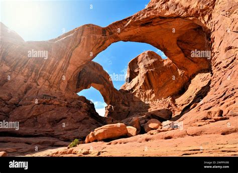 Double Arch The Windows Arches National Park Utah Usa Desert Rock