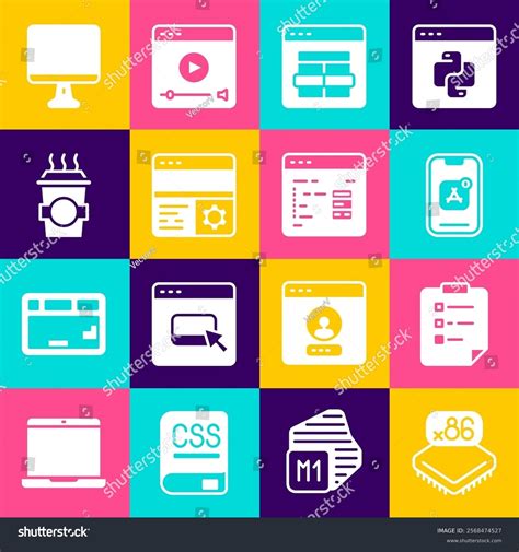 Set Processor Microcircuits Cpu Clipboard Checklist Stock Vector Royalty Free