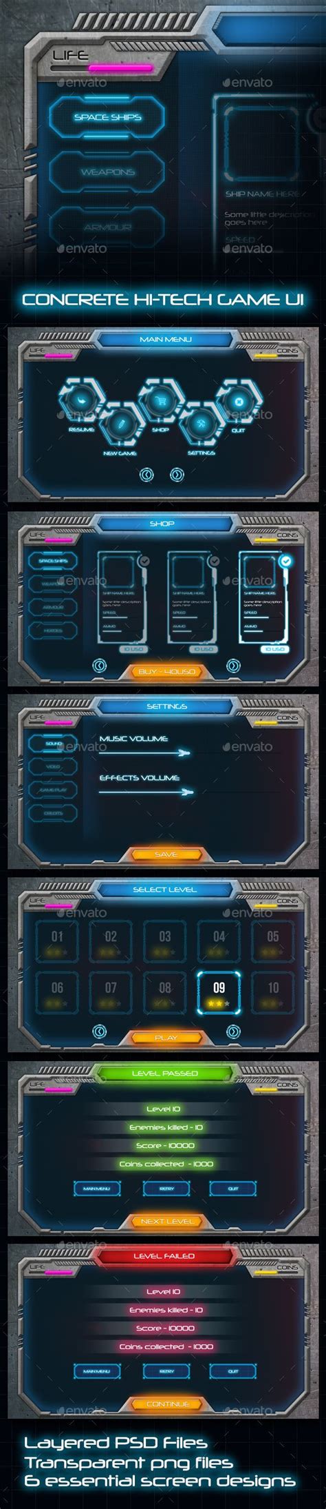 Concrete Hi Tech Game Ui Game Design Graphic Design Game Ui