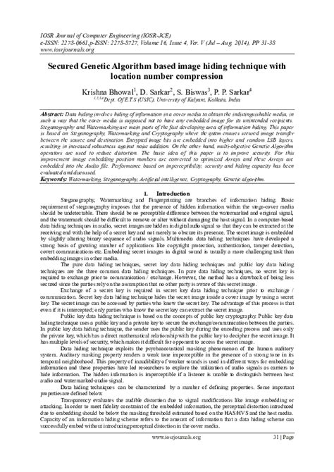 Pdf Secured Genetic Algorithm Based Image Hiding Technique With