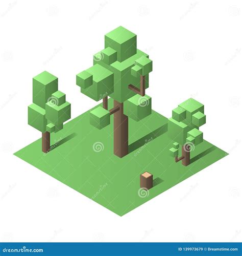 Isometric Tree Isomatric Vector Set Stock Vector Illustration Of