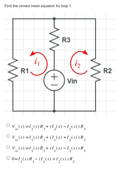 Solved Find The Correct Mesh Equation For Loop 1 Vin