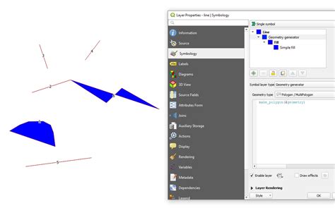 Qgis Transforming Line Into Polygon With Geometry Generator Geographic Information Systems
