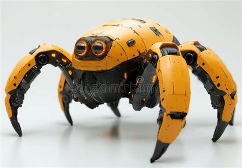 A Cute Robot Spider With A Vibrant Yellow Body And Four Legs Stock Image Image Of Blowing