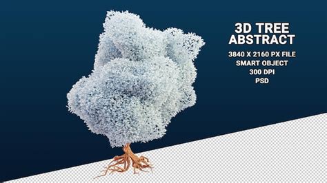 Premium Psd Isolated 3d Model Of Tree With Abstract White Leaves On