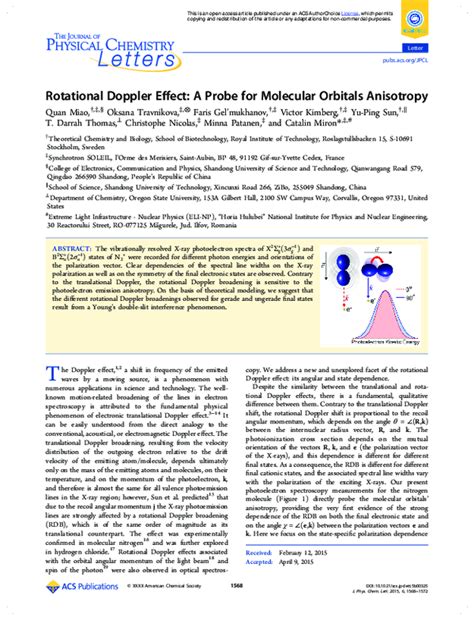 Pdf Rotational Doppler Effect A Probe For Molecular Orbitals Anisotropy