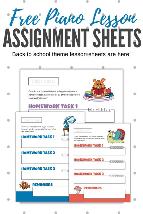 Print These Back To School Piano Lesson Assignment Sheets