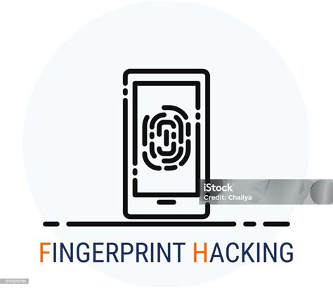 Gaya Ikon Garis Hacker Cyber Crime Menyerang Fingerprint Hacking Untuk