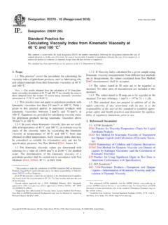 Standard Practice For Calculating Viscosity Index From Standard Practice For Calculating Standard Practice For Calculating Viscosity Index From Standard Practice For Calculating