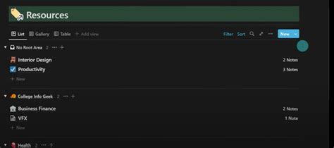 Toggle List For Areas And Resources Rnotion