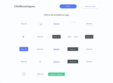 CSSeffectsSnippets 收錄 CSS 動態效果線上預覽一鍵複製程式碼