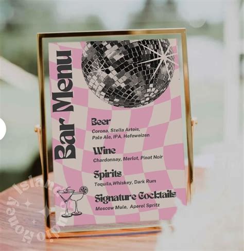 Disco Bar Menu Template Trendy Retro Disco Drinks Menu Template Disco