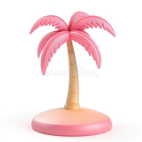 Pink Palm Tree Minimalist Summer Icon 3d Render Stock Illustration
