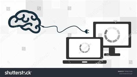 Vector Illustration Brain Plugged Computer Different เวกเตอร์สต็อก
