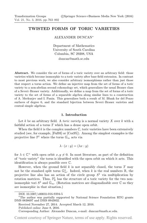 Twisted Forms Of Toric Varieties Request Pdf