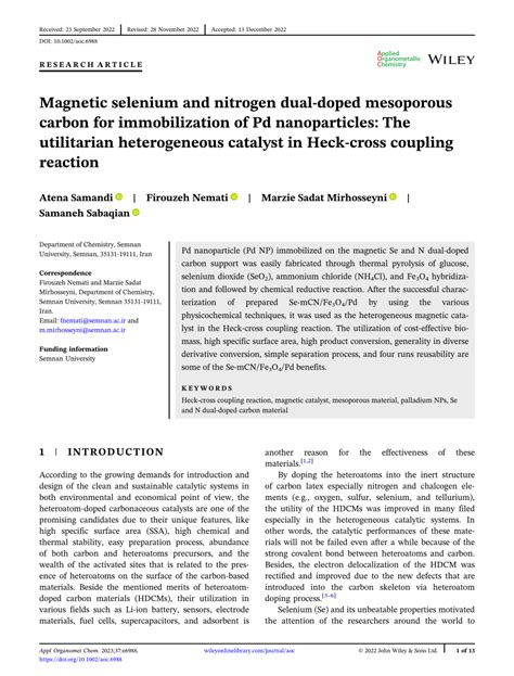 Magnetic Selenium And Nitrogen Dual‐doped Mesoporous Carbon For
