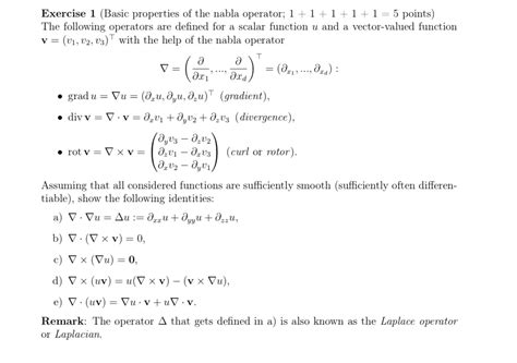 solved exercise 1 basic properties of the nabla operator