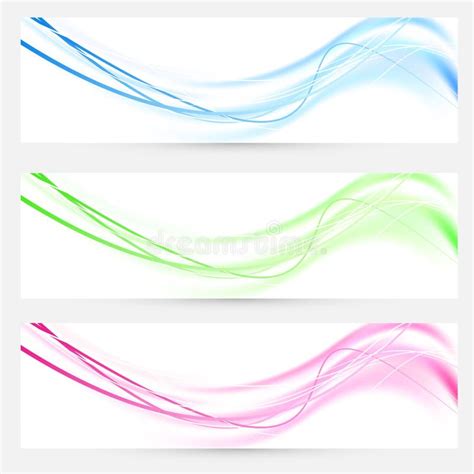 Green Satin Lines Web Footers Collection Stock Illustrations 3 Green