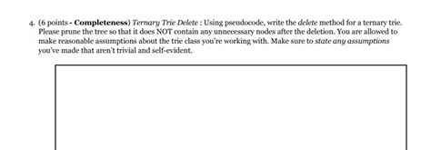 Solved Ternary Trie Delete Using Pseudocode Write The
