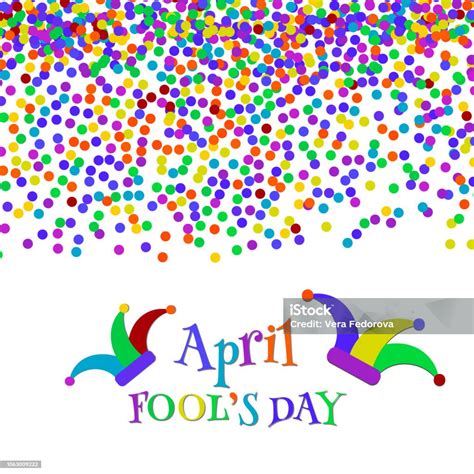 4 월 바보의 날 인사말 카드 색종이 고 광대의 모자 화려한 벡터 일러스트입니다 디자인 서식 파일을 편집 하 게 쉬운 1에 대한 스톡 벡터 아트 및 기타 이미지 Istock