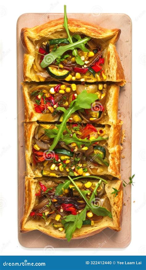 Flat Bread Baked Vegetables Healthy Diet Ai Stock Illustration