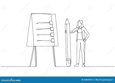 Illustration Of Businesswoman Present Action Plan With Checklist Step On Whiteboard Concept Of