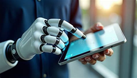 A Bionic Prosthesis In Silvery White Tones Holds A Modern Smartphone