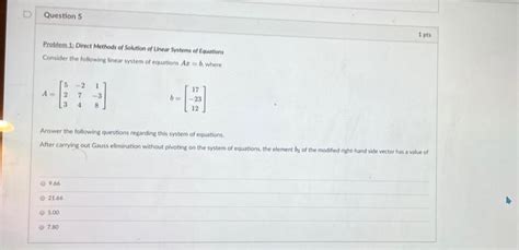 Solved Problem Direct Methods Of Solution Of Linear Chegg