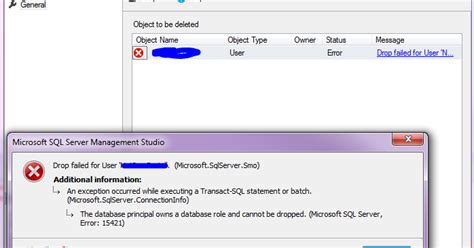 Troubleshooting MS SQL Server SQL Server The Database Principal Owns A Database Role And