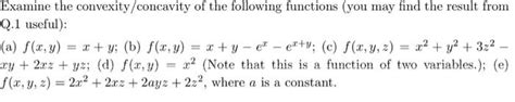 Solved Examine The Convexity Concavity Of The Following Chegg Com
