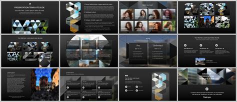 웹 사이트 디자인 프리젠 테이션 포트폴리오를위한 벡터 템플릿 삼각형 프리젠 테이션 슬라이드 전단지 전단지 브로셔 커버삼각형 패턴템플릿 사진 촬영 장소가있는 배경 미끄러짐에