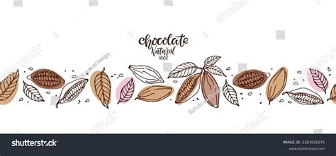 Horizontal Seamless Border Cocoa Beans Hand Stock Vector Royalty Free 2383935075 Shutterstock