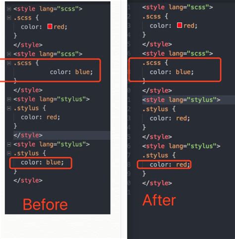 wrong formatting with two tag with lang stylus · issue 499 · vuejs