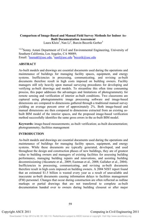 Pdf Comparison Of Image Based And Manual Field Survey Methods For Indoor As Built