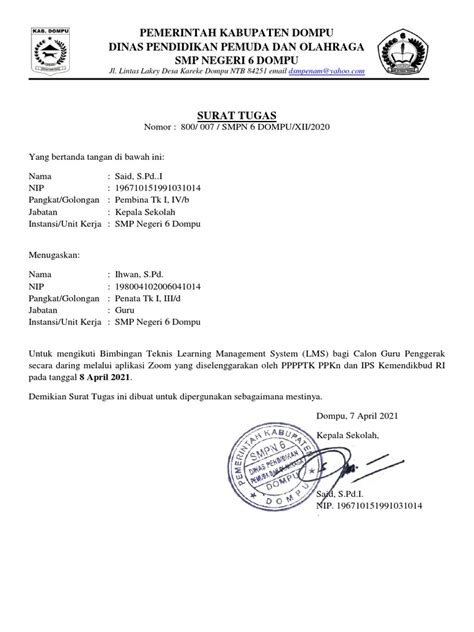 surat tugas bimtek lms pdf