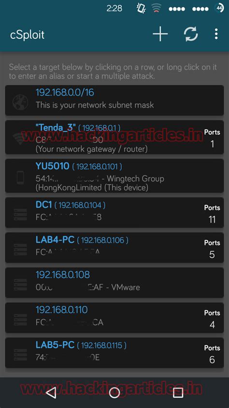 hack your network through android phone using csploit hacking articles
