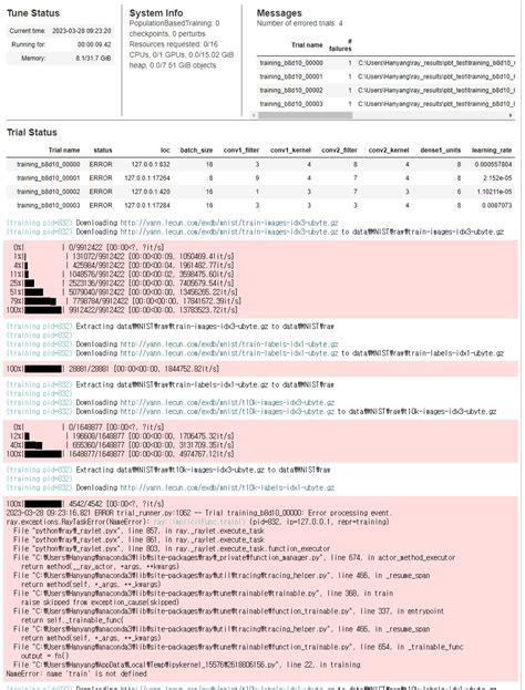 Deep Learning Pytorch And Ray Is Used To Tune Hyperparameter But The Code Runs Error Stack