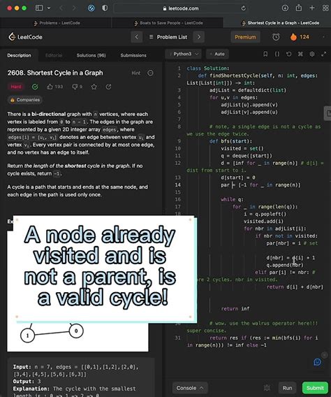 2608 Shortest Cycle In Graph Youtube