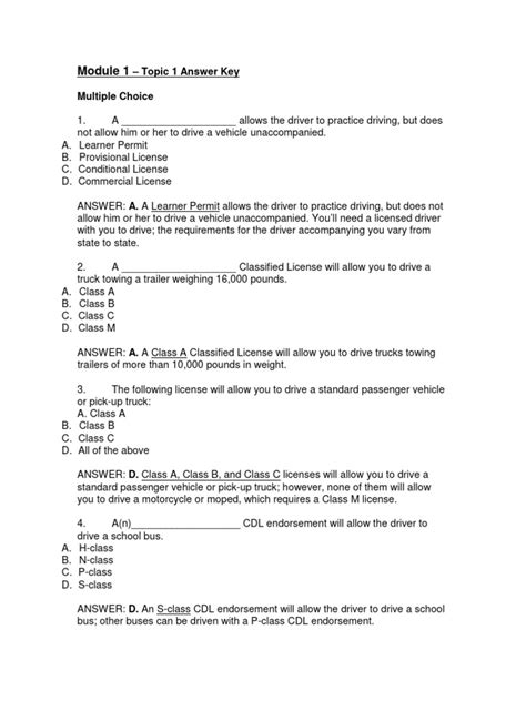 Module Quiz Answer Key Pdf