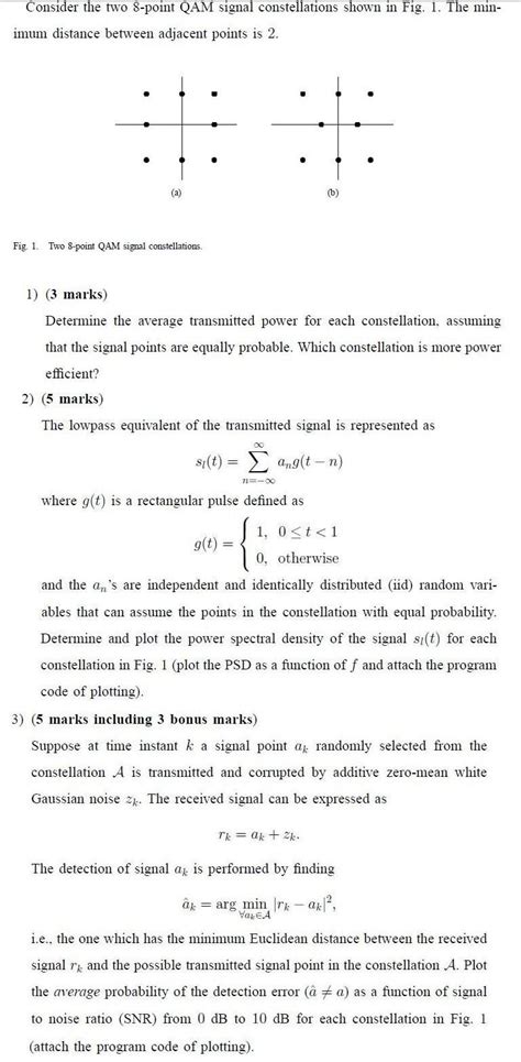 Solved Consider The Two 8 Point Qam Signal Constellations