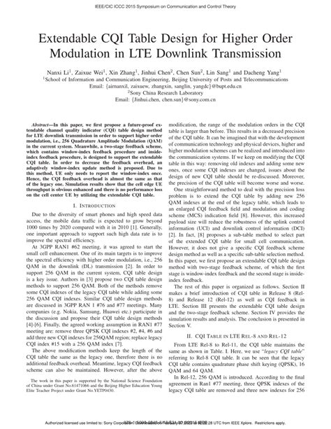 Pdf Extendable Cqi Table Design For Higher Order Modulation In Lte