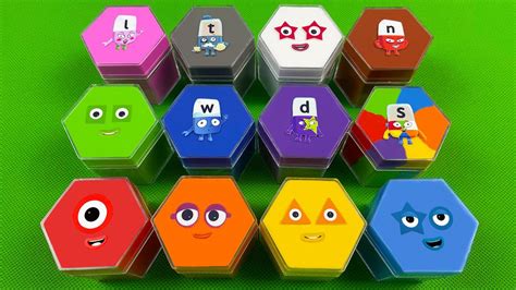 Numberblocks Times Table And Alphablocks Looking Clay With Hexagon Coloring Asmr Youtube